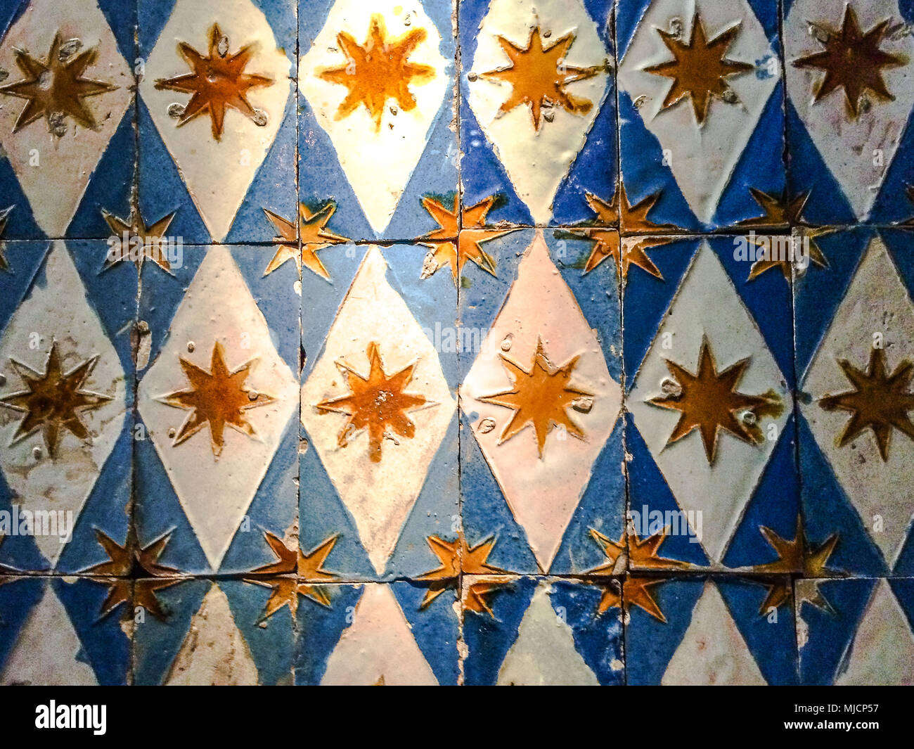 Europe, Spain, Andalusia, Seville, Real Alcazar, antique tiles, Arabian ...