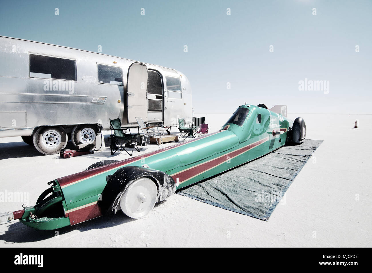 Self-built racing car, Bonneville Speed Week, Great Salt Lake, Utah ...