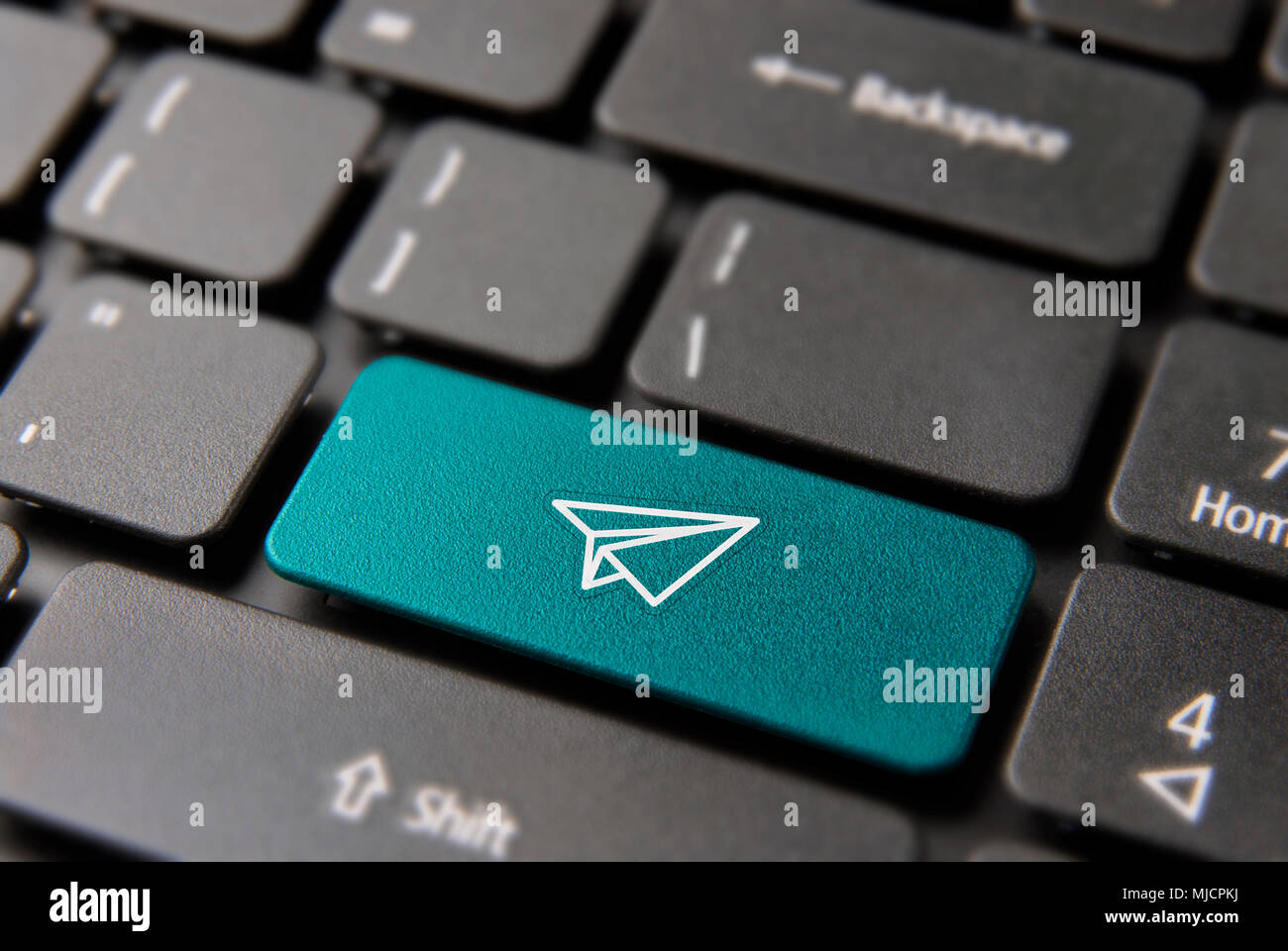 Business mail computer keyboard button, sending creative message ...