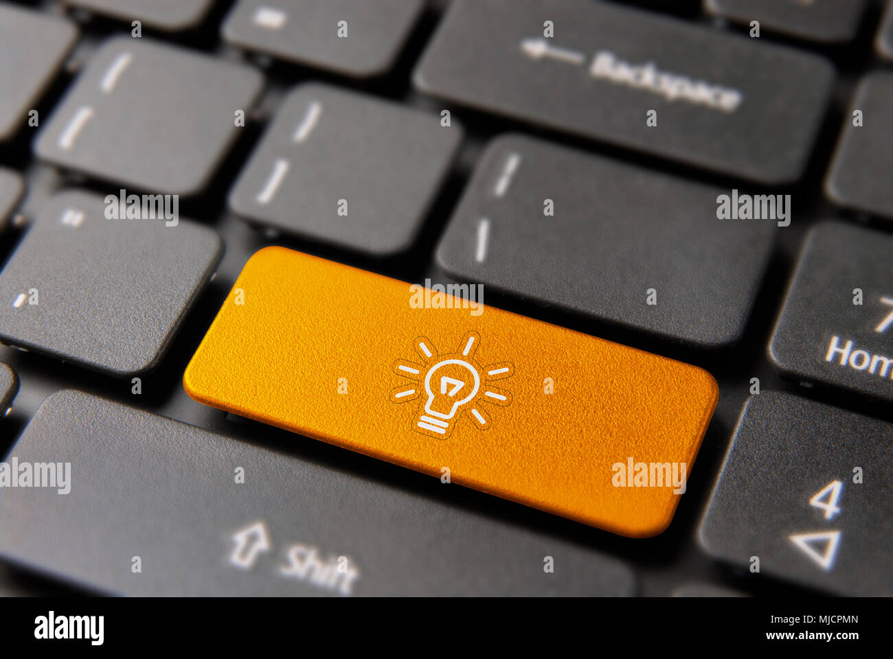 New business ideas concept. Creative solutions computer keyboard button ...