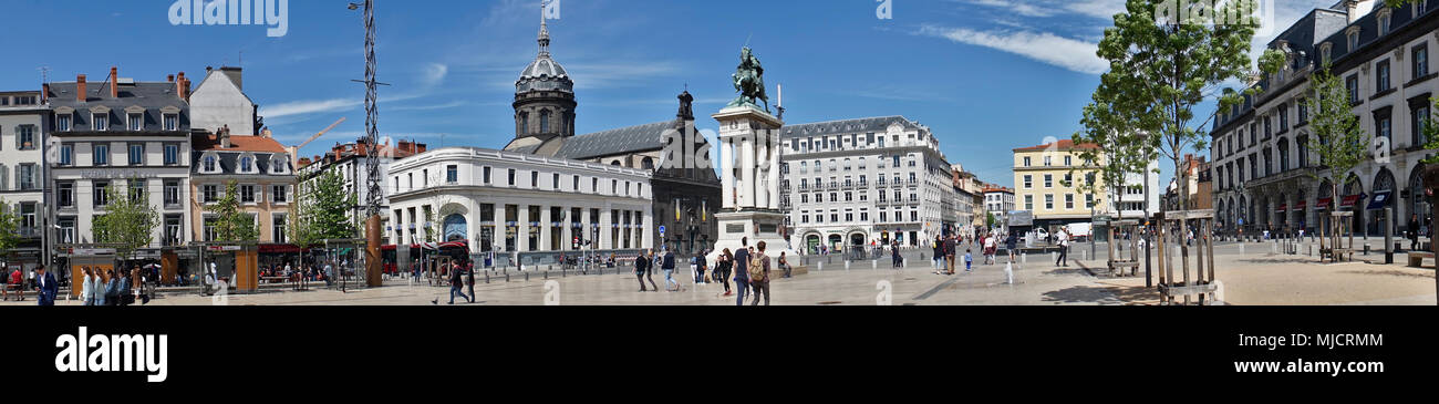 panoramic shot of the Place de Jaude in Clermont-Ferrand. Puy-de-Dome ...