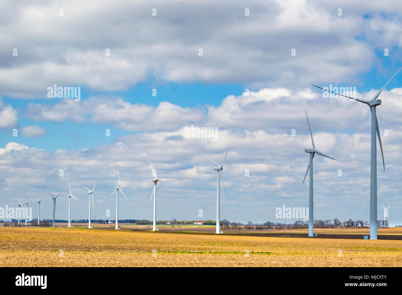 Wind farm on farm land. creating food and electricity on the same land ...