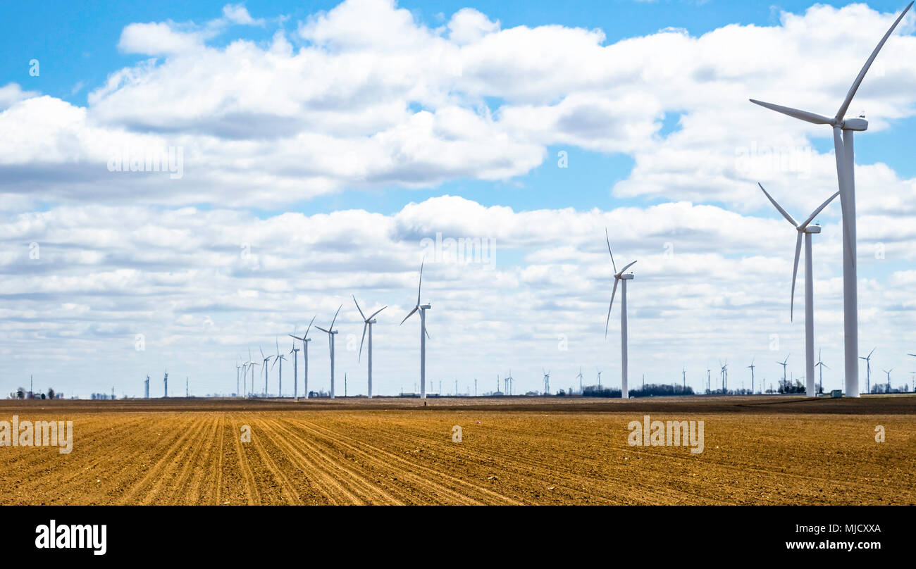 Wind farm on farm land. creating food and electricity on the same land ...