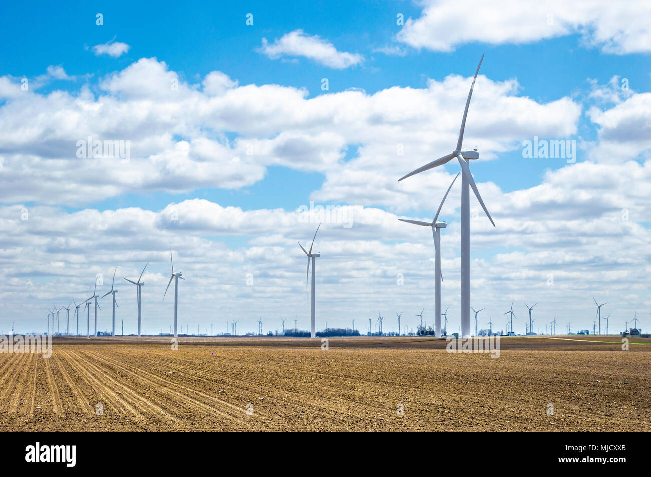 Wind farm on farm land. creating food and electricity on the same land ...