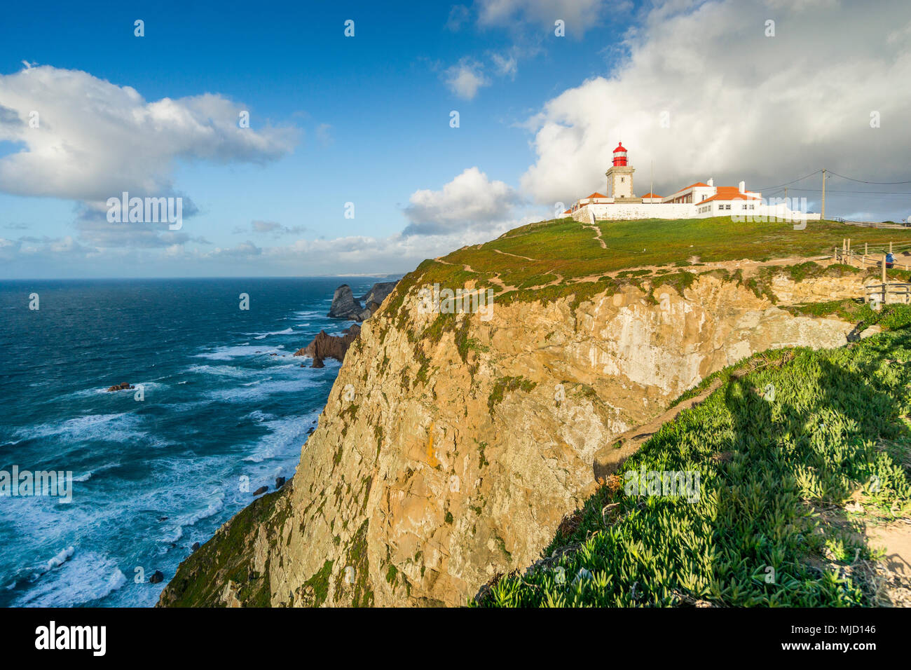 Lighthouse on the cliffs on Cape Roca - Cabo da Roca, Sintra - Cascais ...