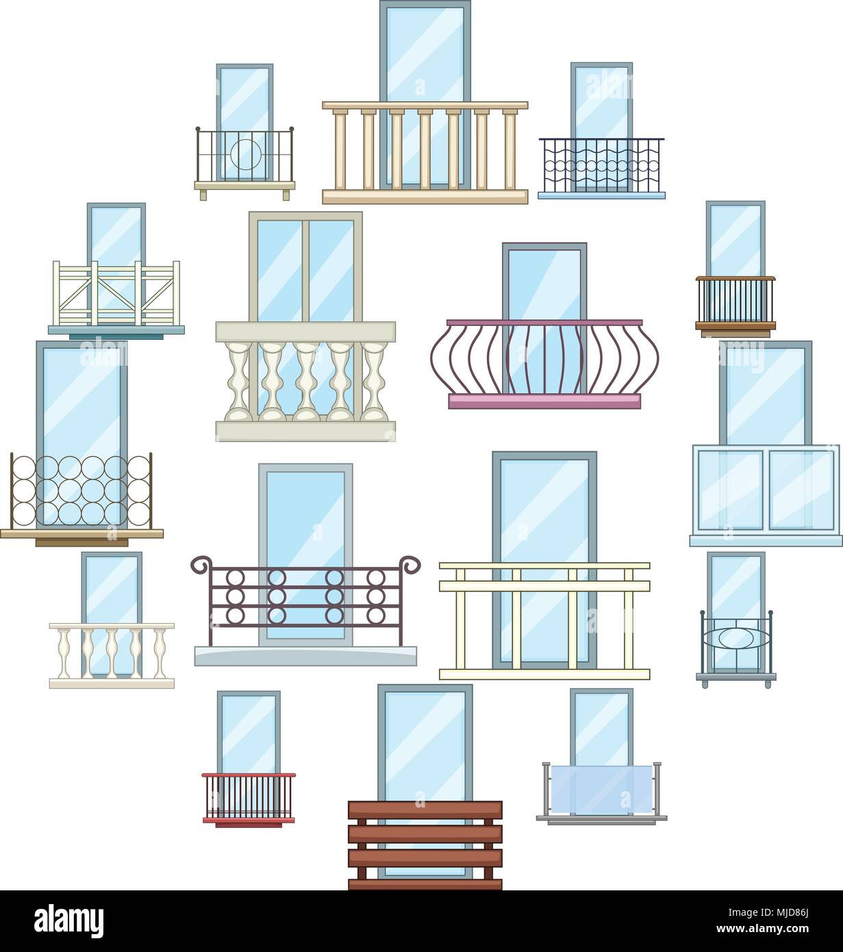 Balcony window forms icons set, cartoon style Stock Vector Image & Art ...