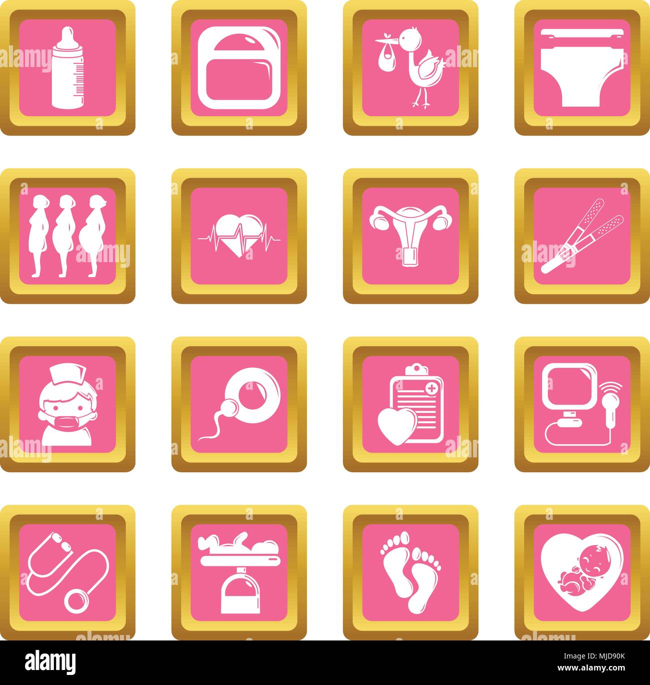 Pregnancy icons set pink square vector Stock Vector Image & Art - Alamy