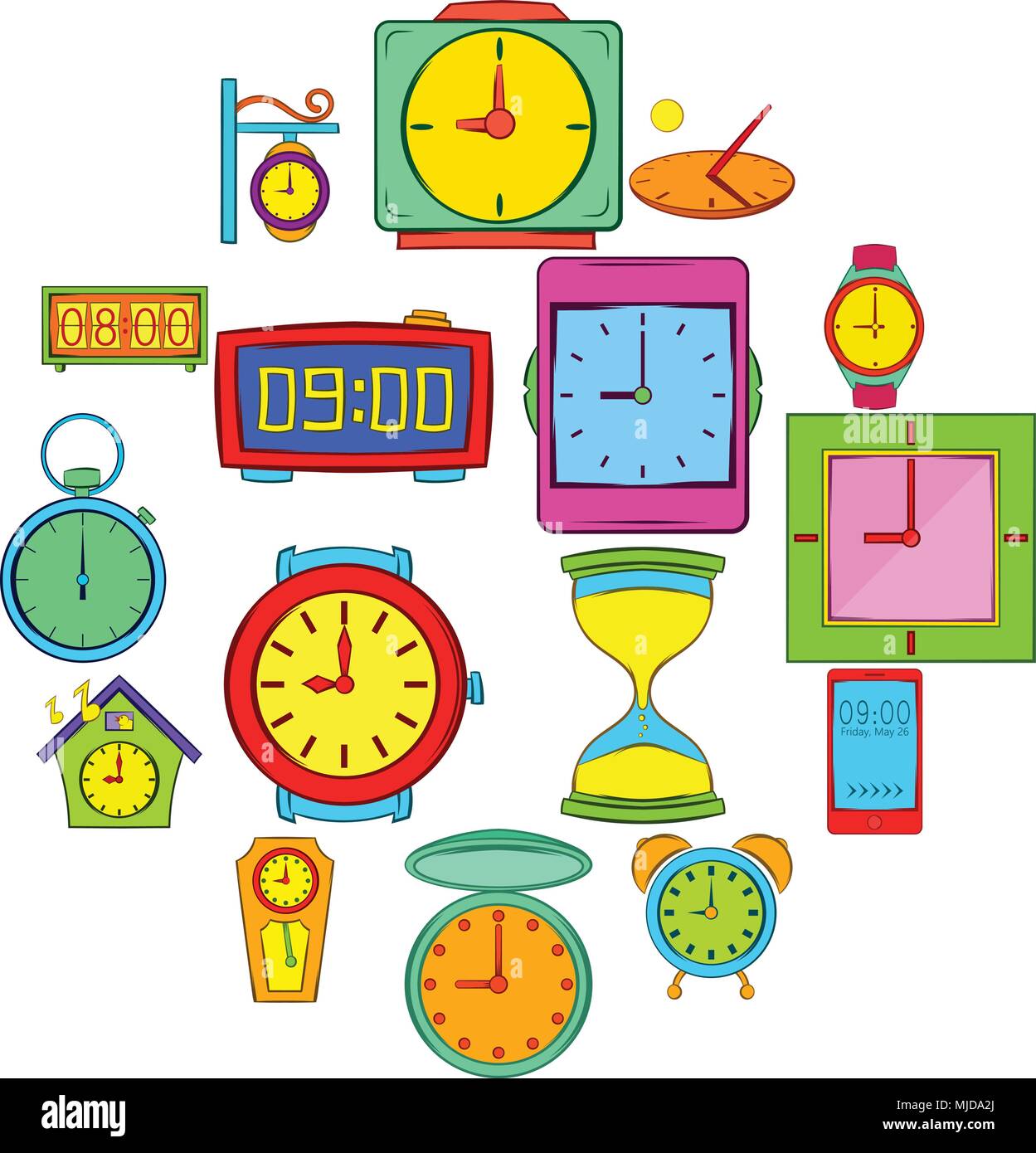 Time and Clock icons set, pop-art style Stock Vector Image & Art - Alamy