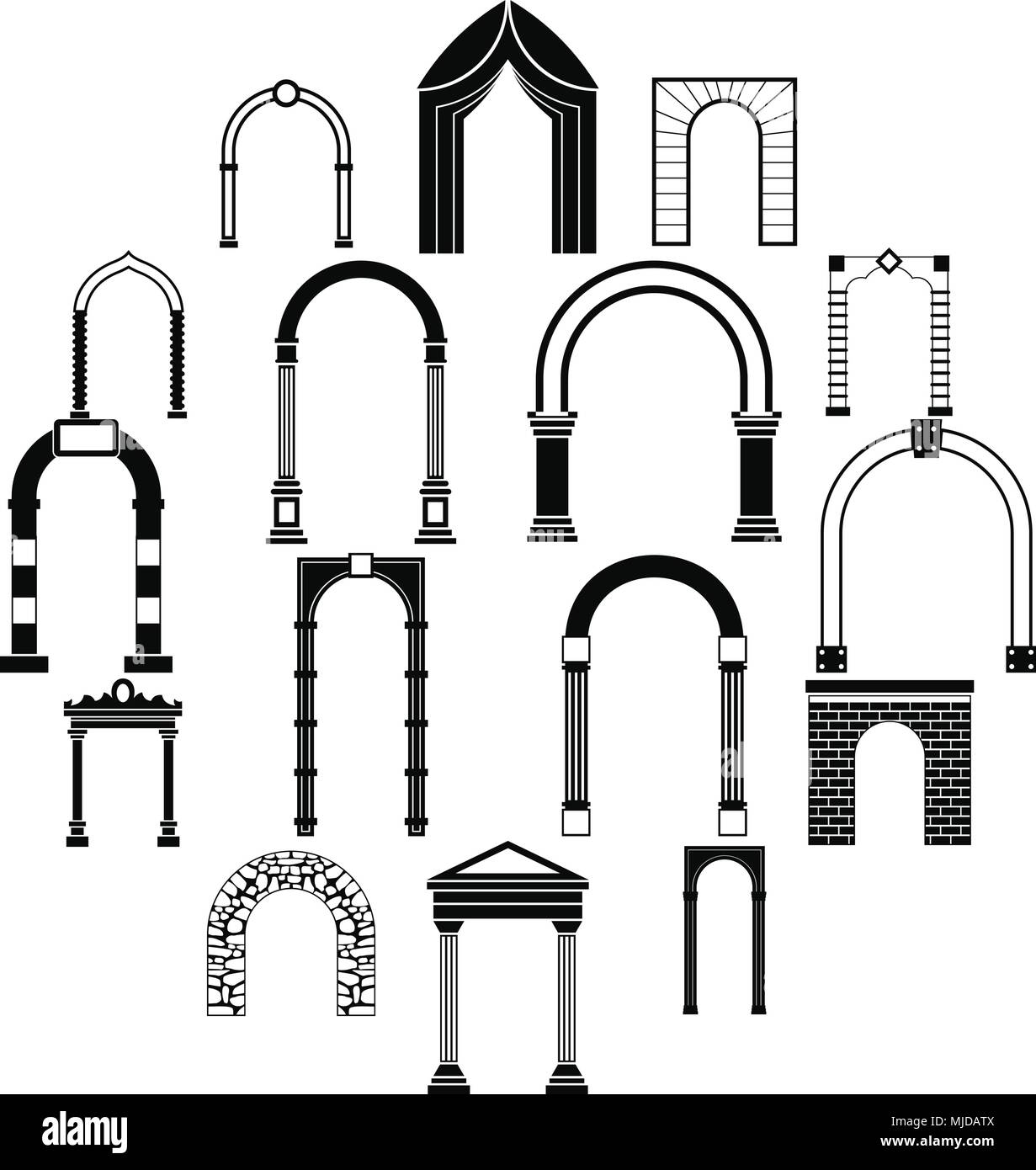 Arch Set Icons Simple Style Stock Vector Image And Art Alamy