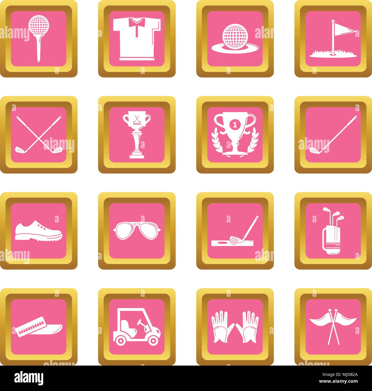 Golf icons set pink square vector Stock Vector Image & Art - Alamy