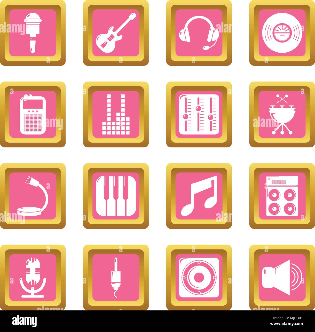 Recording studio symbols icons set pink square vector Stock Vector ...