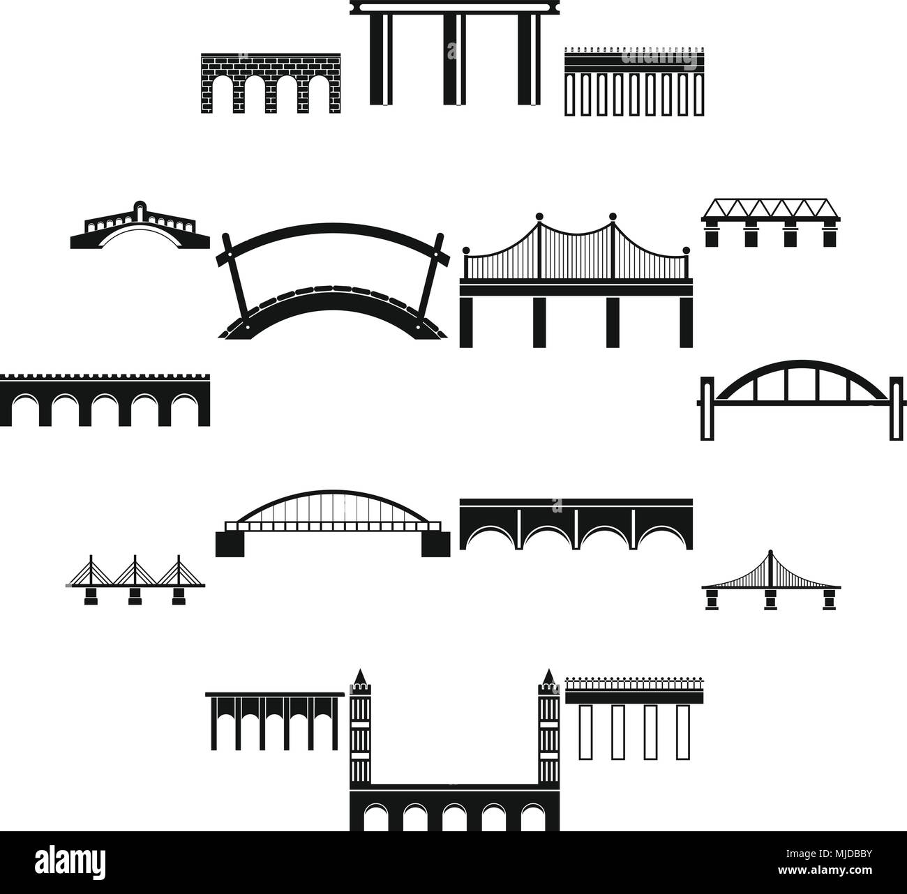 Bridge set icons, simple style Stock Vector Image & Art - Alamy