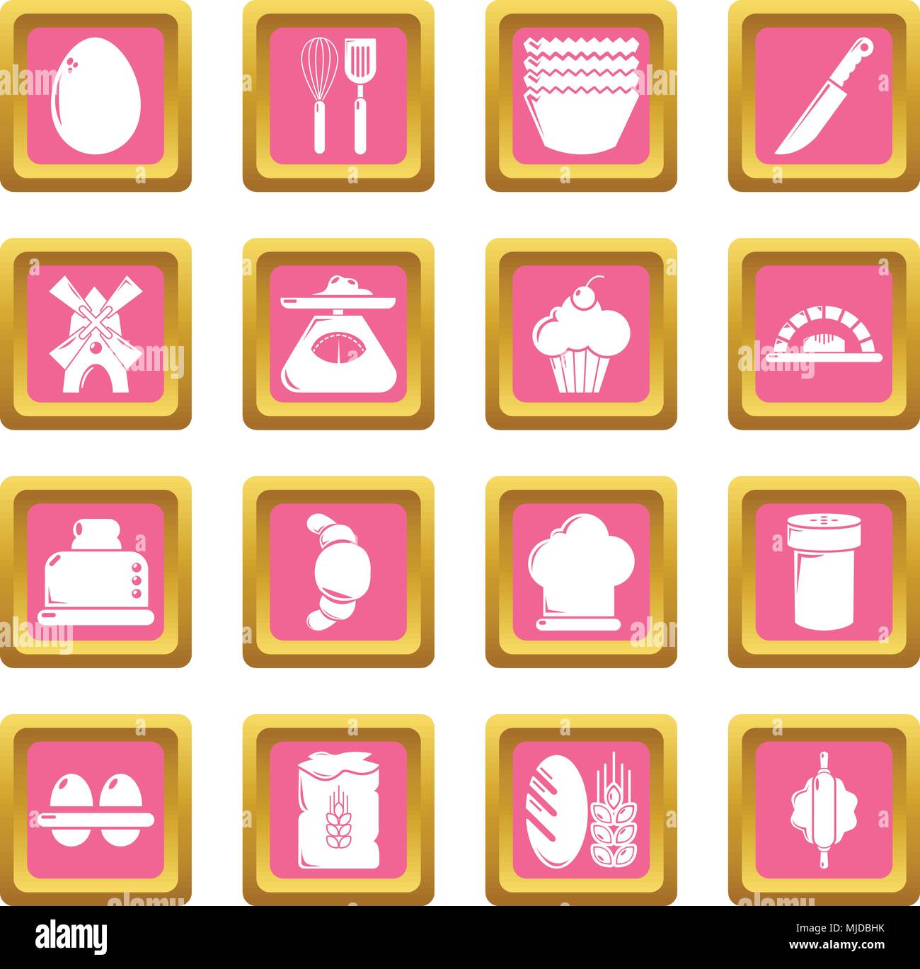 Bakery icons set pink square vector Stock Vector Image & Art - Alamy