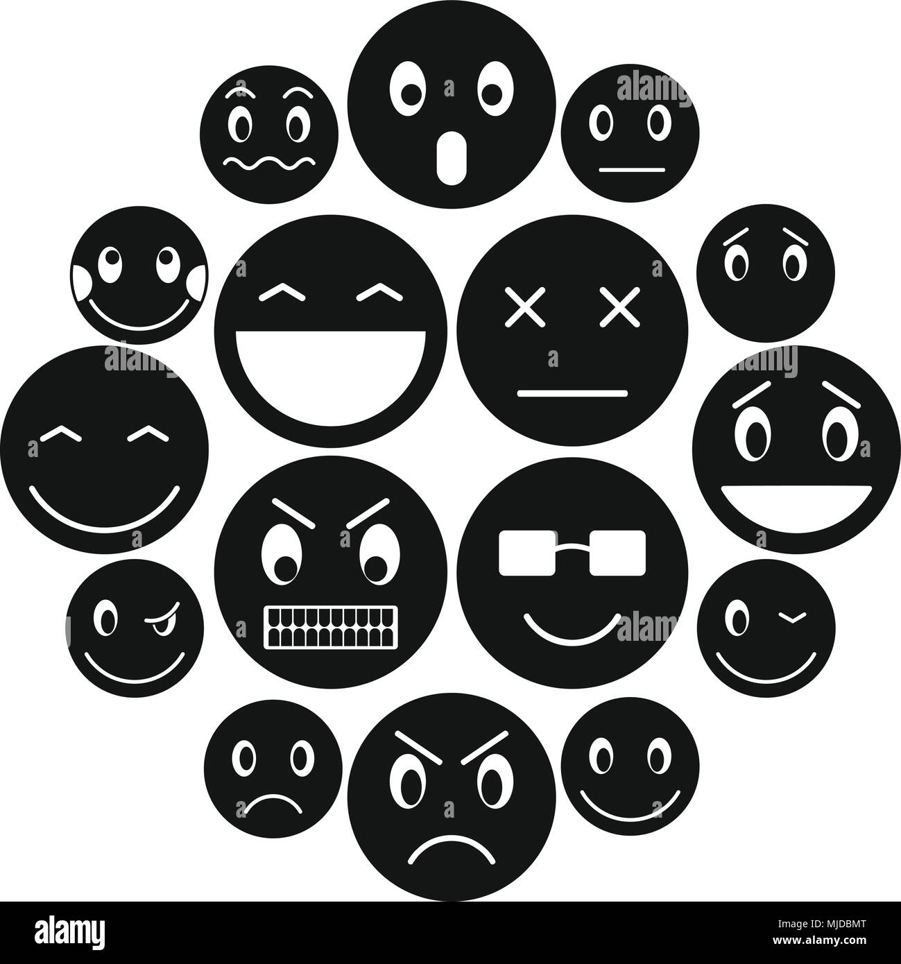 Emoticon icons set, simple style Stock Vector Image & Art - Alamy