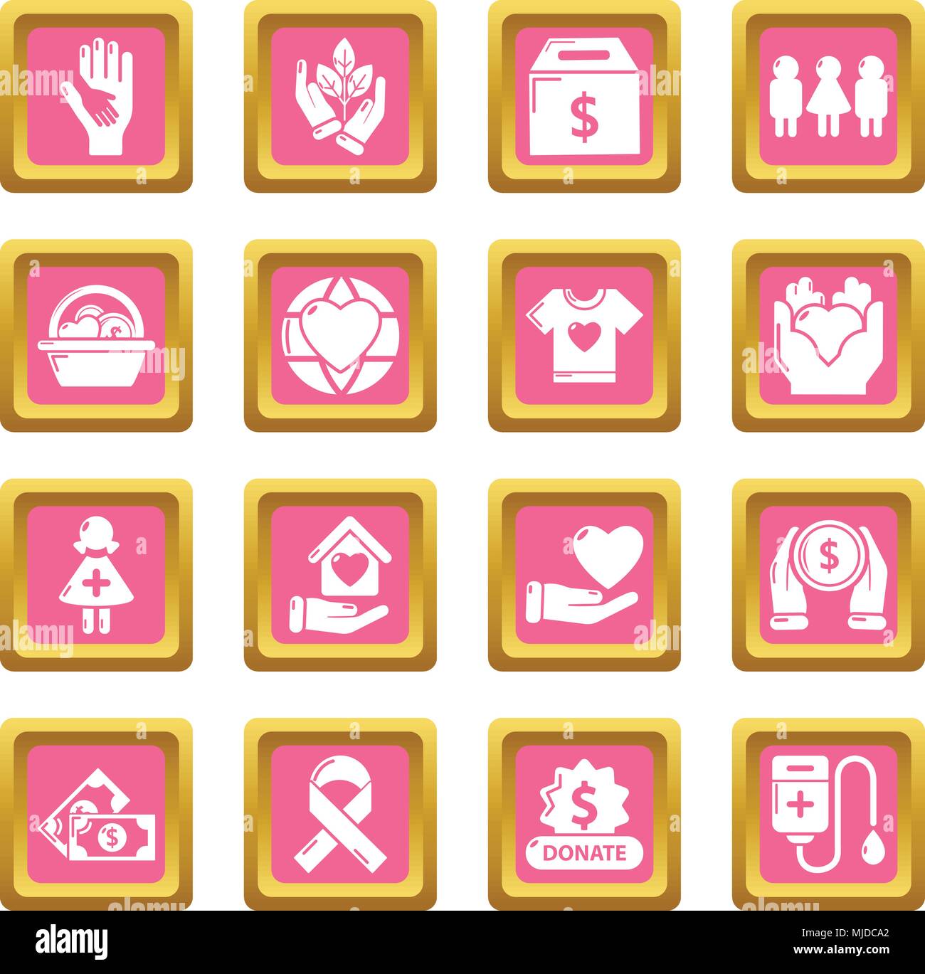 Charity icons set pink square vector Stock Vector Image & Art - Alamy