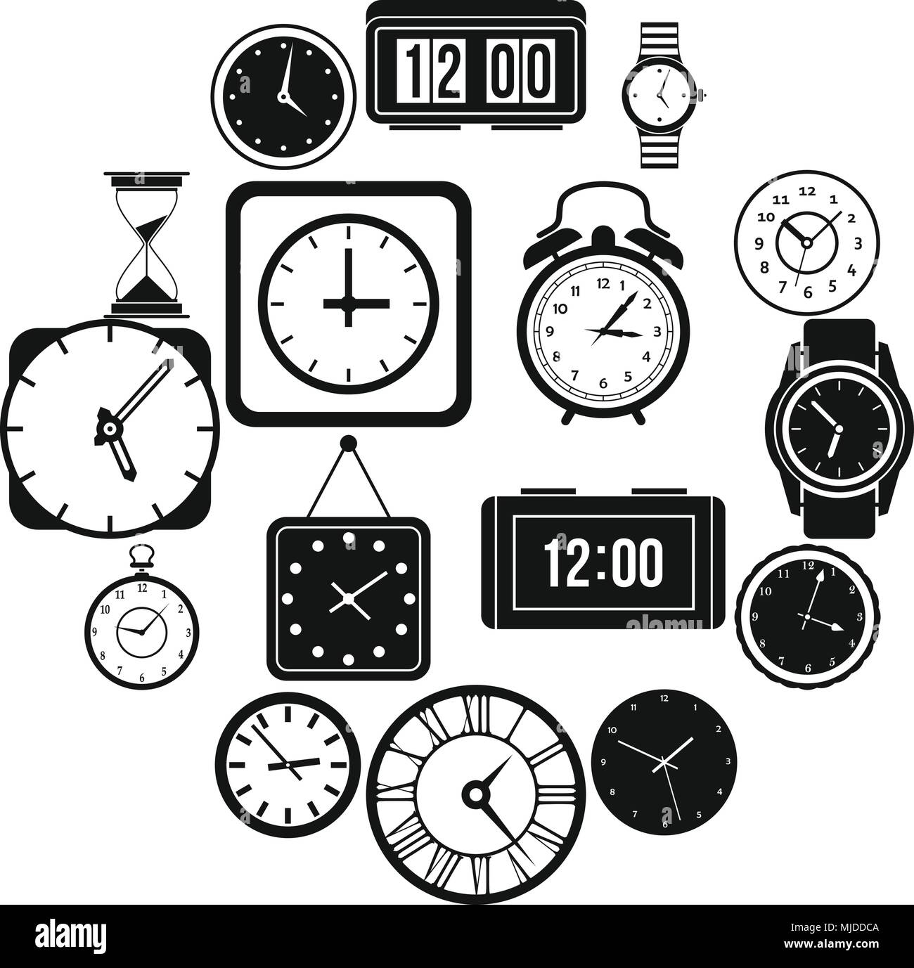 Time and Clock icons set Stock Vector Image & Art - Alamy