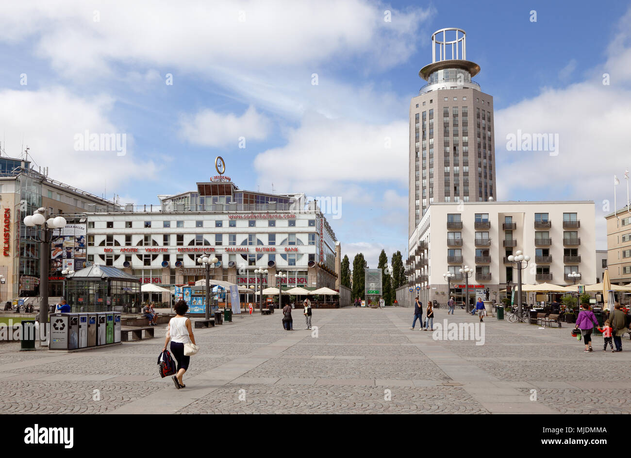 Stockholm, Sweden - July 10, 2016: The square Medborgarplatsen and the ...