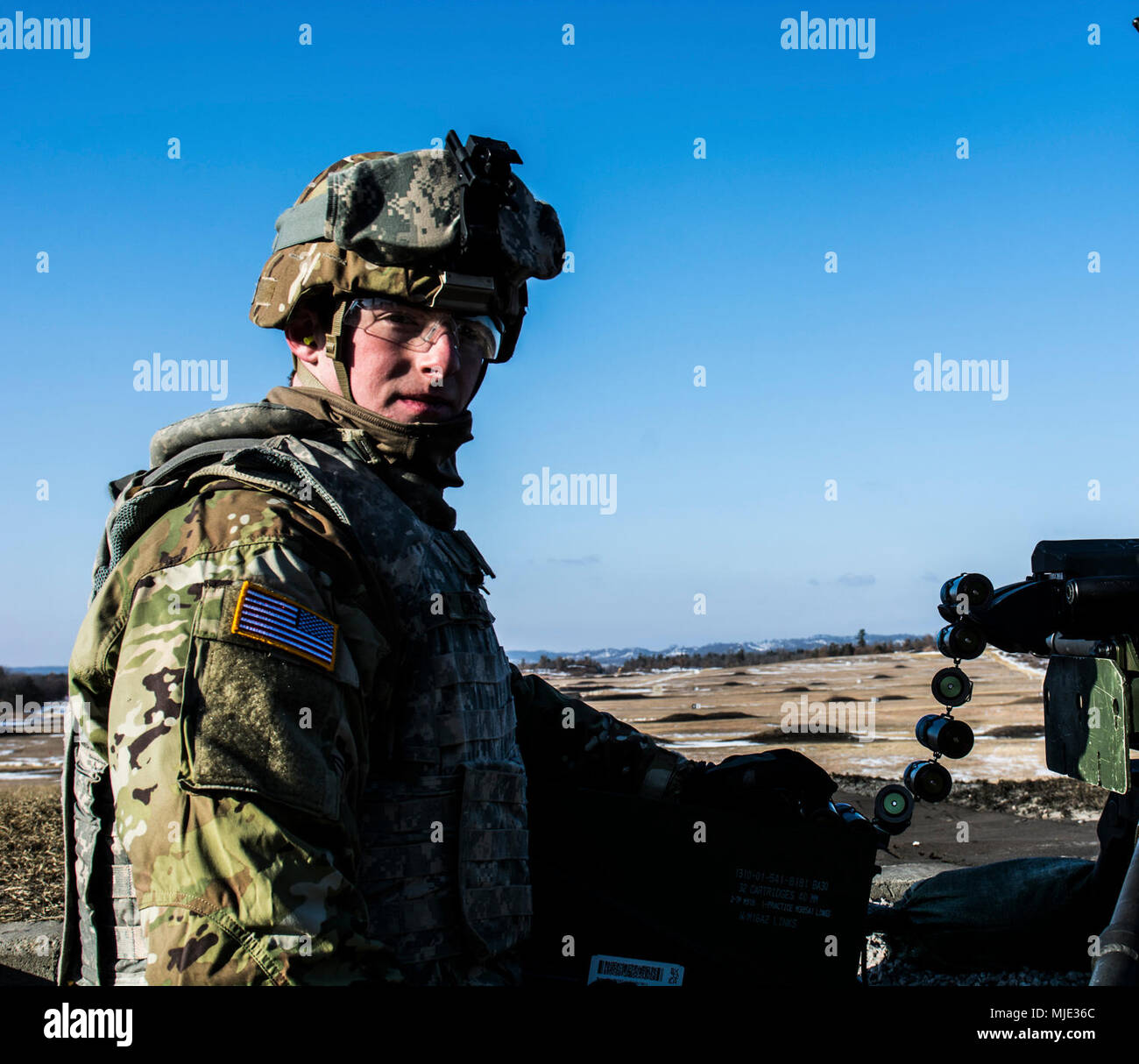 U.S. Army Reserve Spc. Matthew Chase helps operate a Mark 19 grenade ...