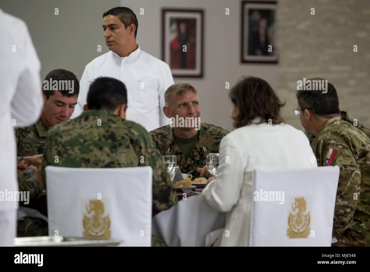 U.S. Marine Col. James D. Christmas, Marine Forces North, partakes in a ...