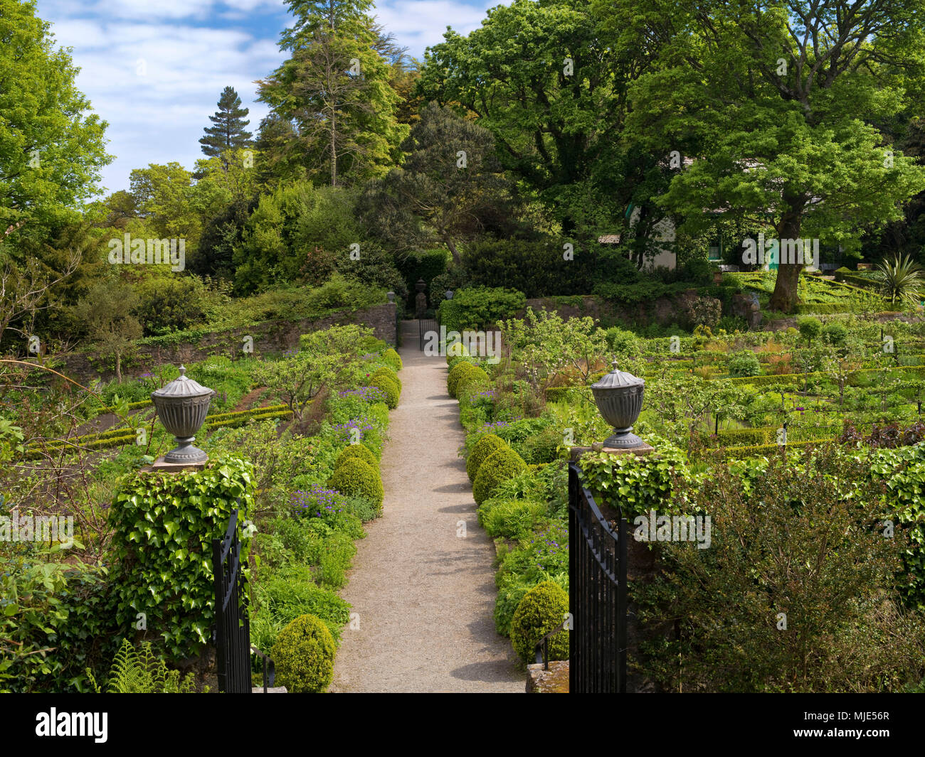 Ireland, Donegal, Glenveagh national park, forged iron gate to the ...
