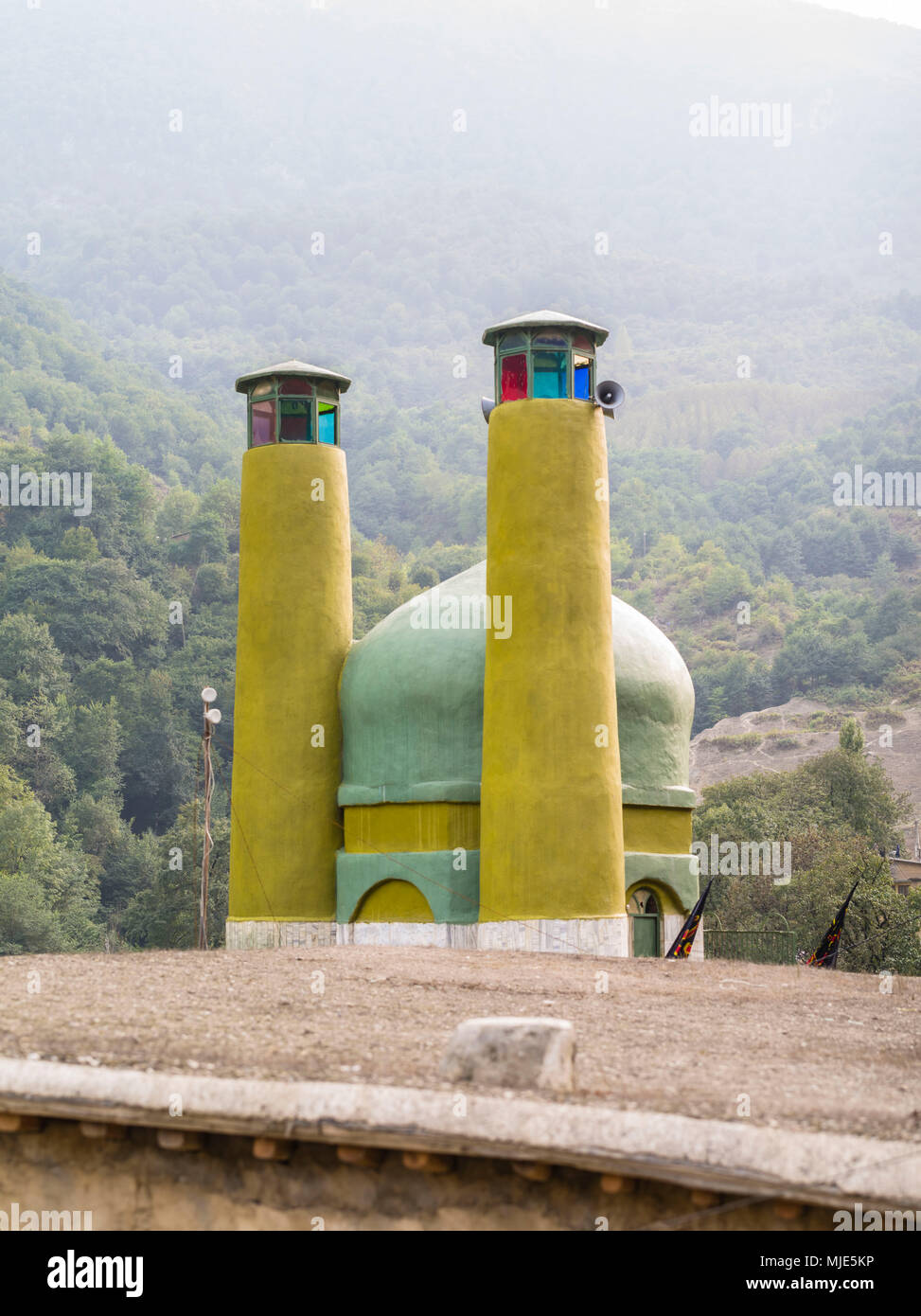 Masouleh Village in the Elburs mountains in Iran, mosque Stock Photo ...
