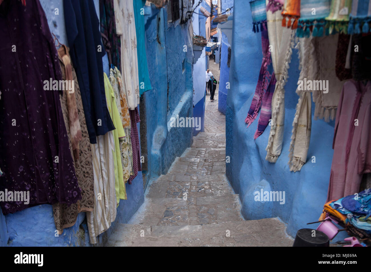 Morocco, Chefchaouen, Old Town, lane, clothes Stock Photo - Alamy