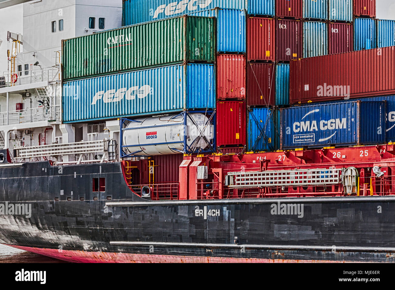 Container ship, detail Stock Photo - Alamy