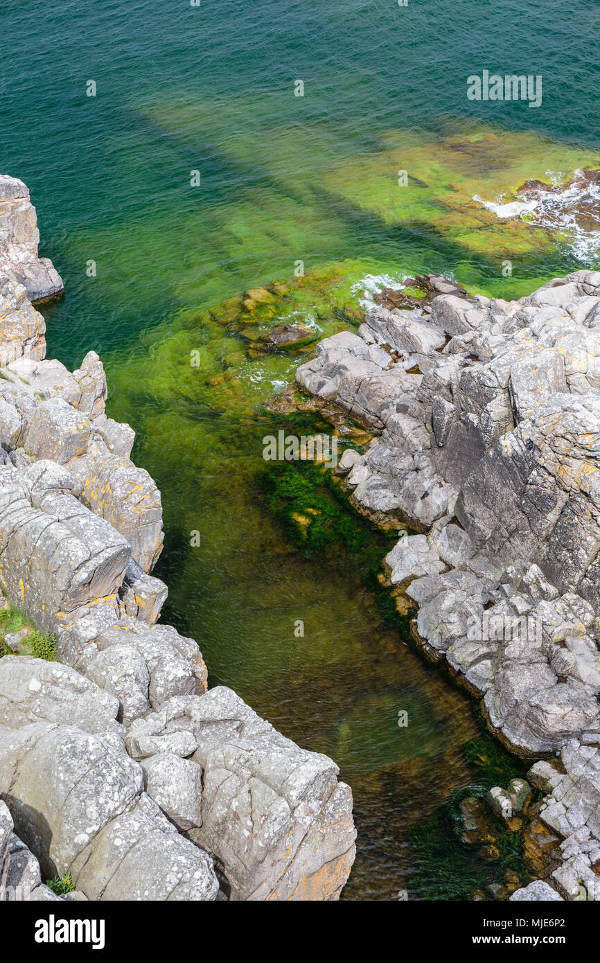 Rock formation at Randkløve Skår, Europe, Denmark, Bornholm Stock Photo ...
