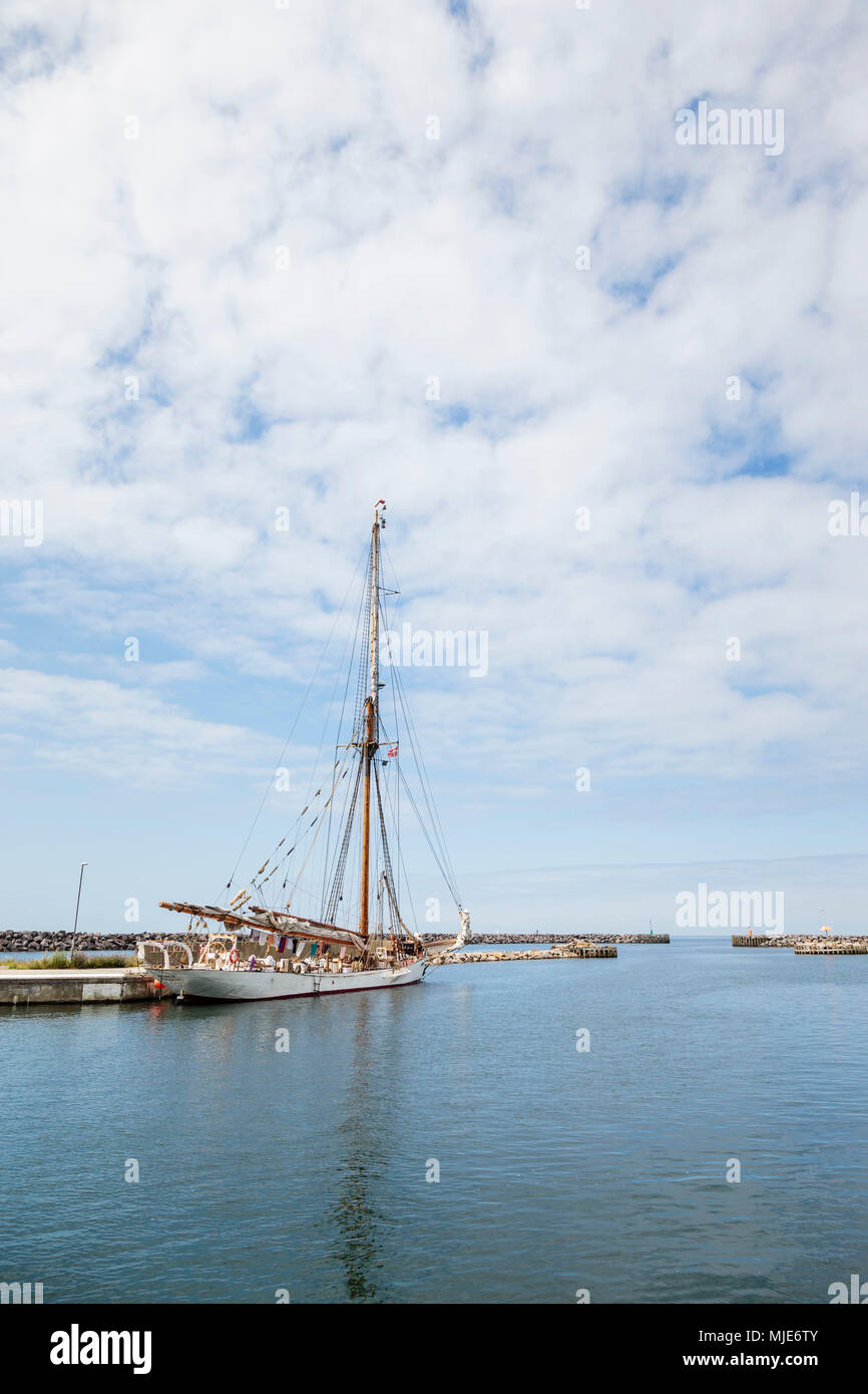 Sailing ship in the harbour of Hasle, Europe, Denmark, Bornholm Stock ...