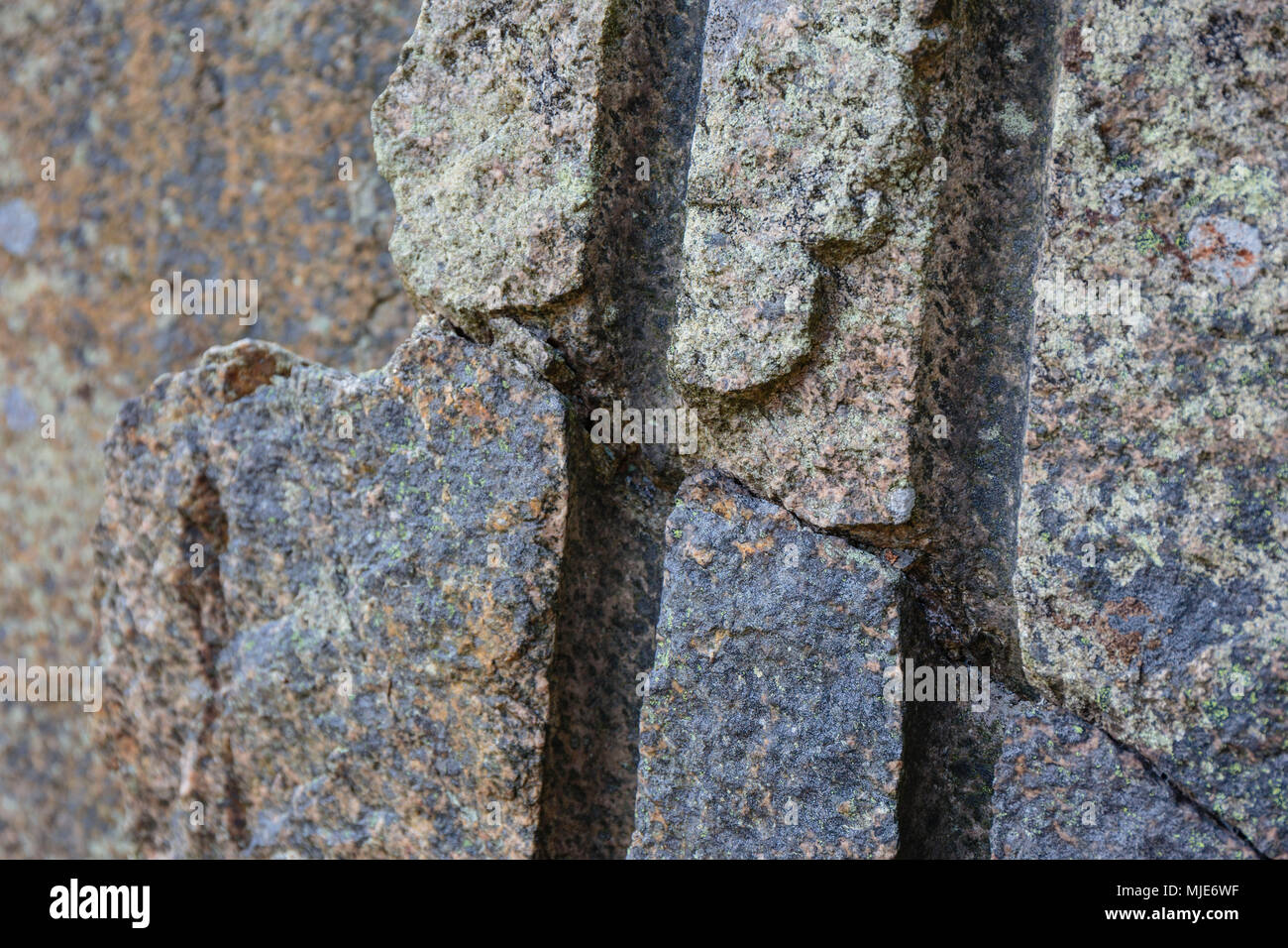 Blast holes in an old quarry between Teglkås and Vang, Europe, Denmark ...