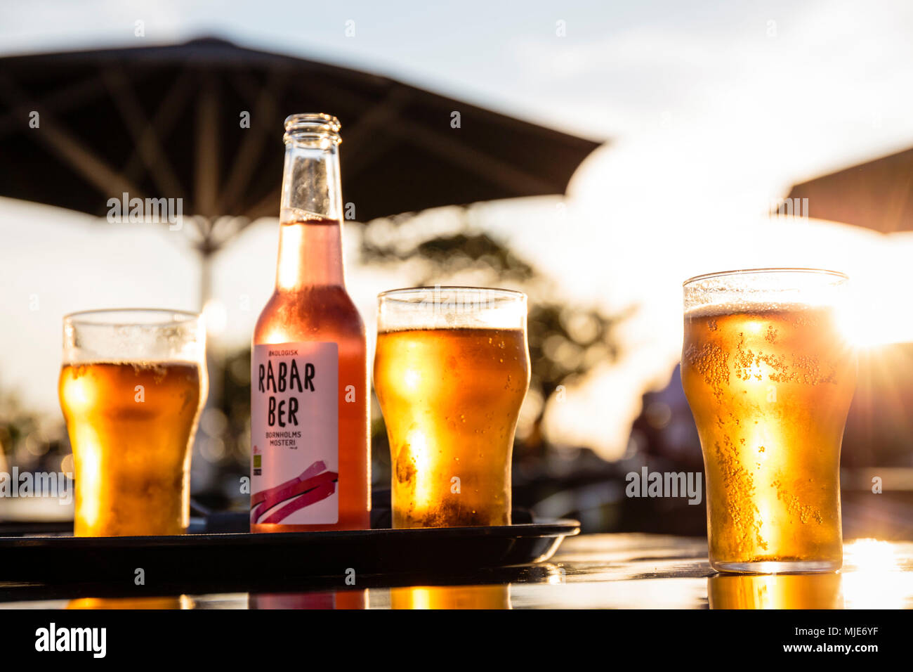 Bornholm beer and lemonade in the garden of the smokehouse in Hasle ...