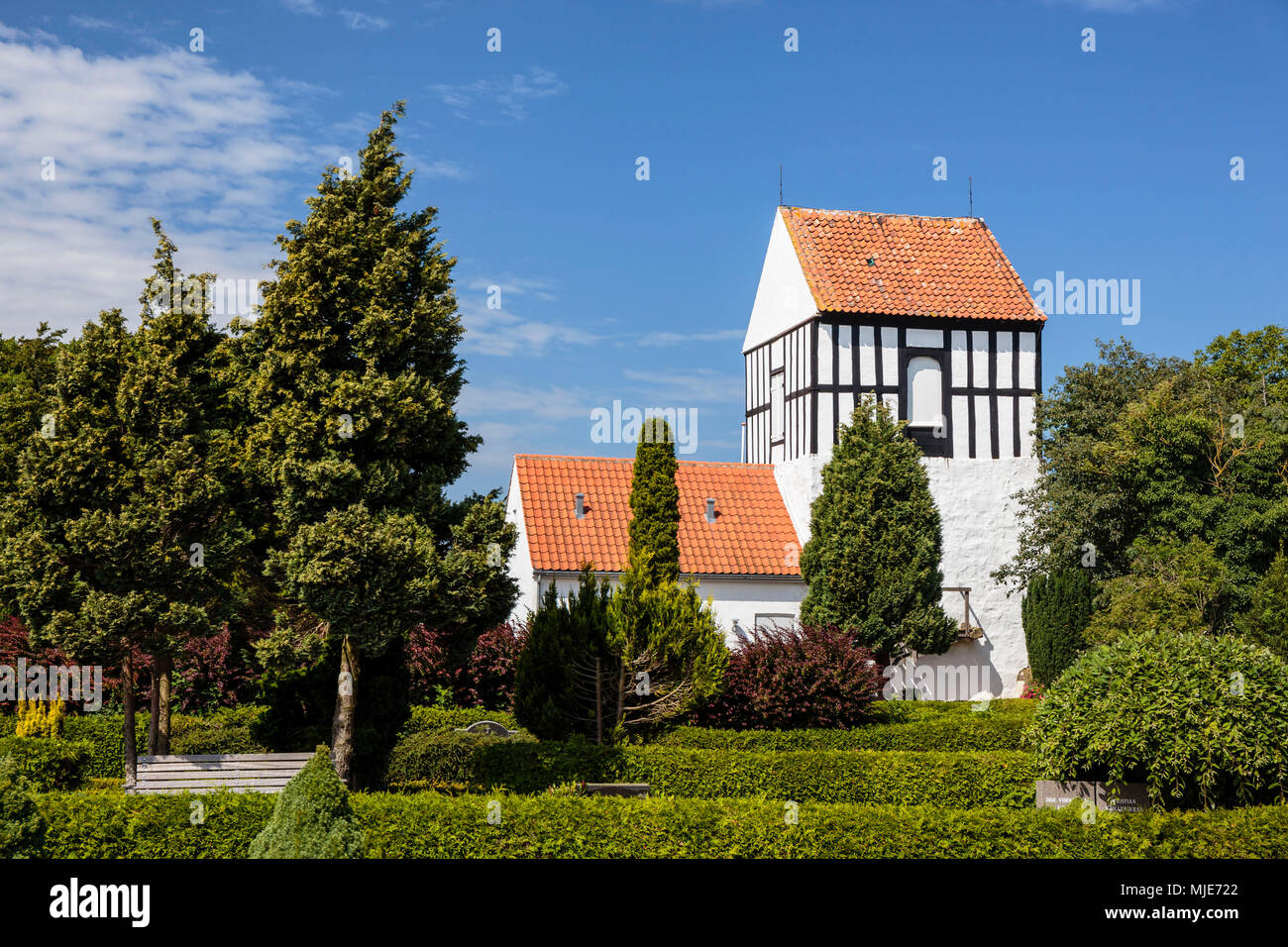 The freestanding bell tower of Ny Kirke (12th century), Europe, Denmark ...