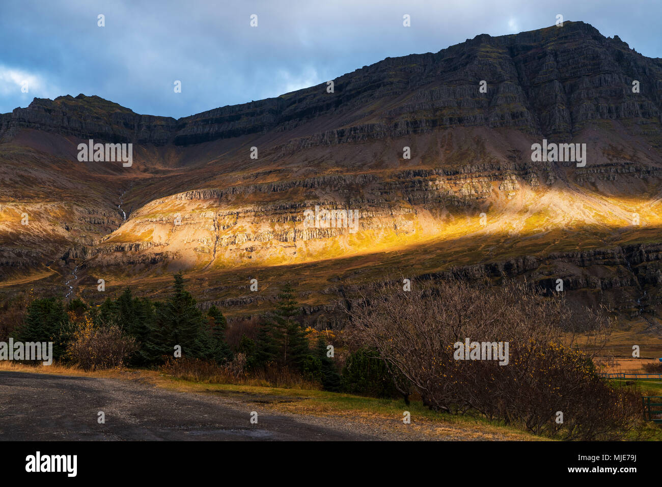 Landscape with light and shadow in East Iceland Stock Photo - Alamy