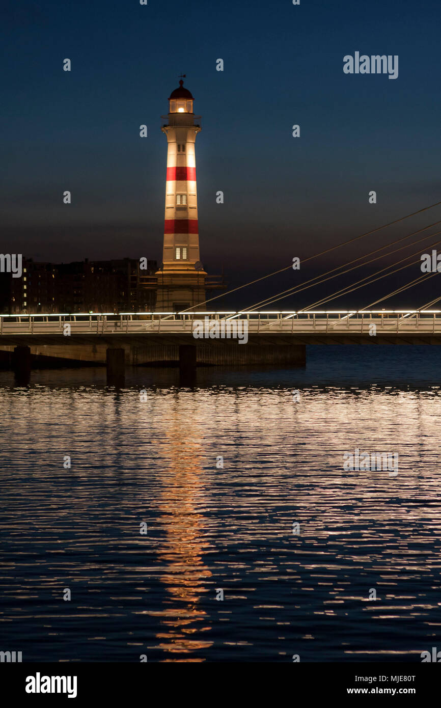Lighthouse at night Stock Photo - Alamy