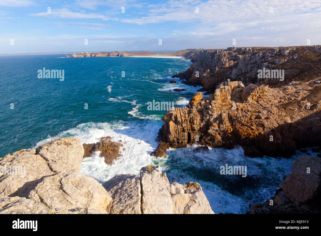 At the pointe de penhir on the crozon peninsula hi-res stock ...