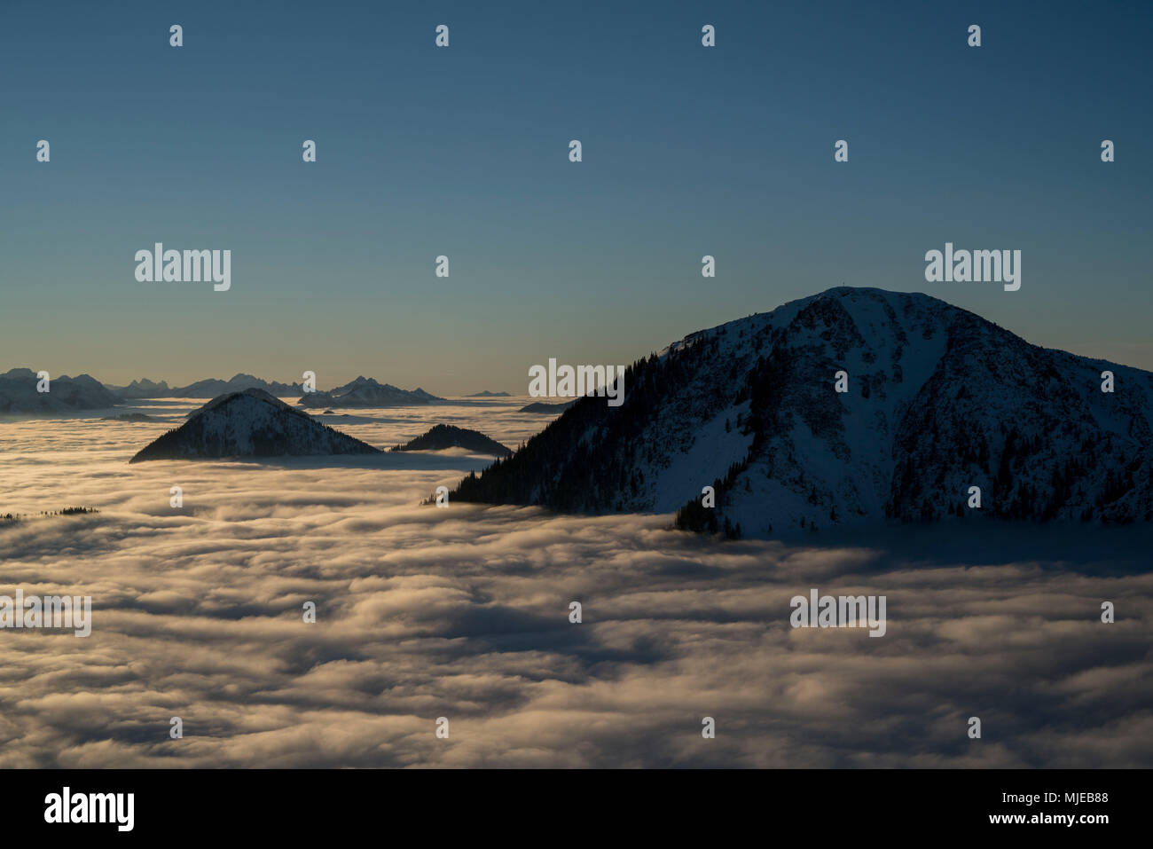 view from the Martinskopf to Heimgarten in winter, mountains of ...