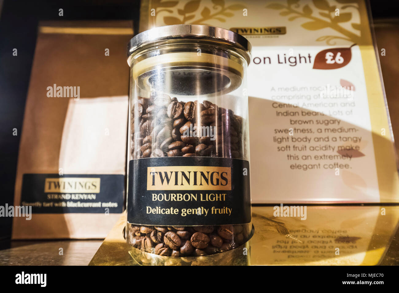 England, London, The Strand, Twinings Store, Coffee Beans Stock Photo ...