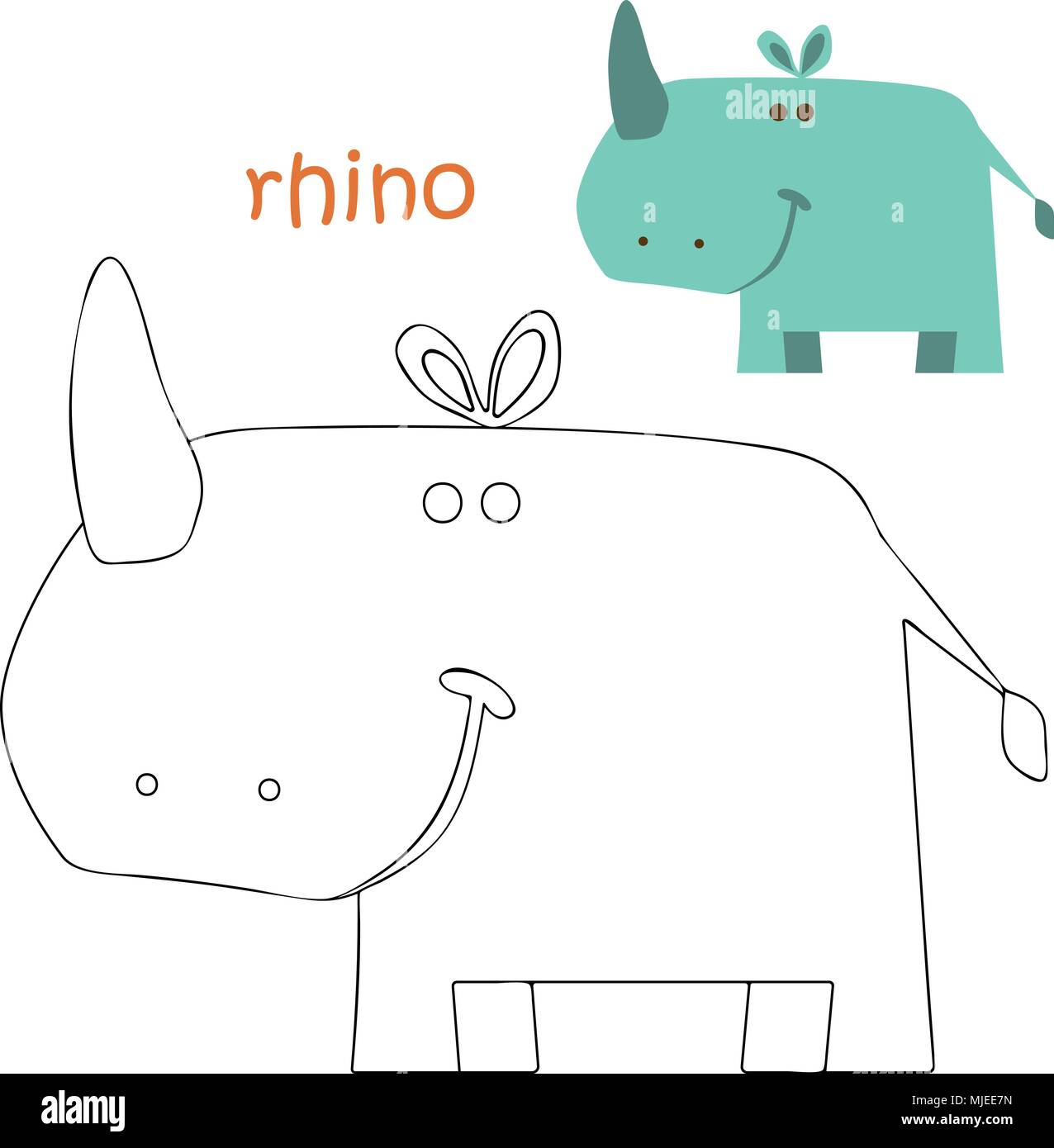 Kids coloring page - rhino Stock Vector Image & Art - Alamy