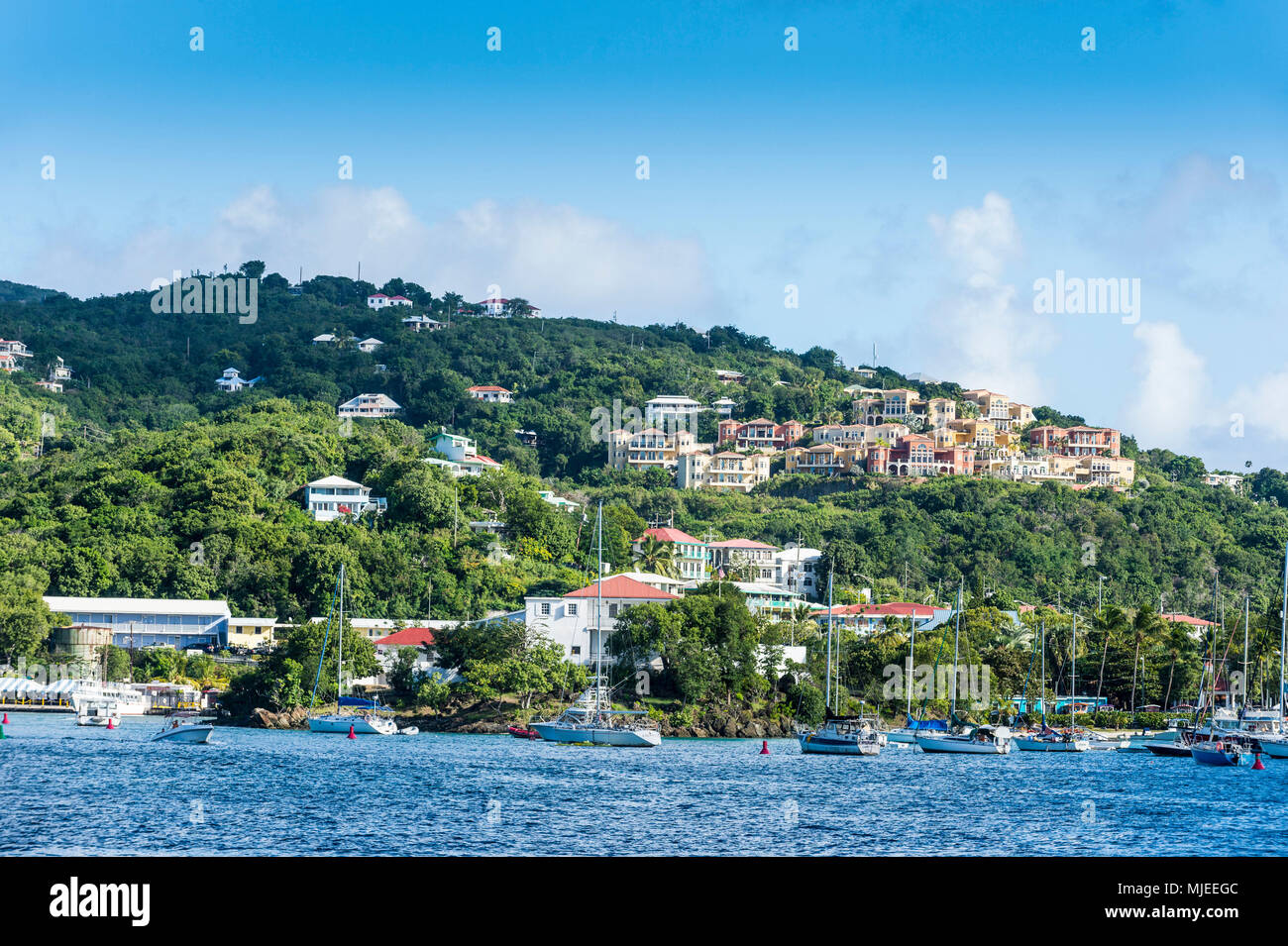 Cruz bay, capital of St. John, Virgin Islands national park, US Virgin ...