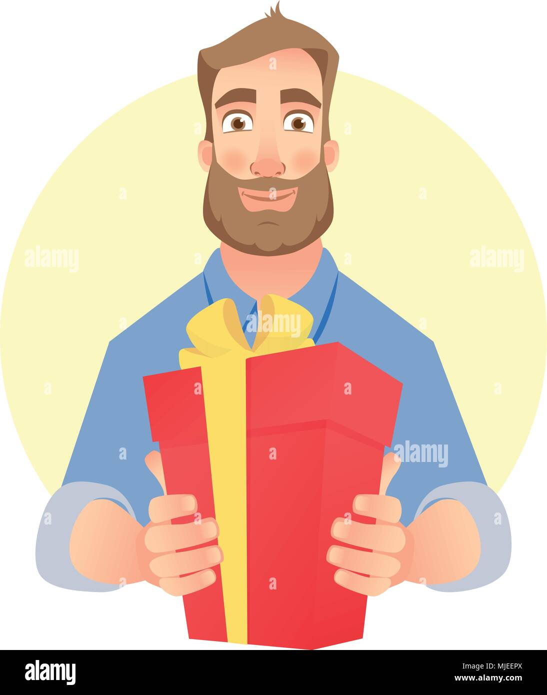 Birthday man holding present Stock Vector Images - Alamy
