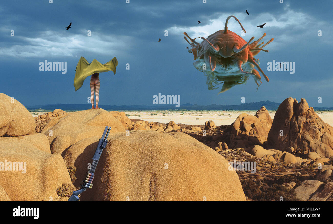 girl calling monster Stock Photo - Alamy