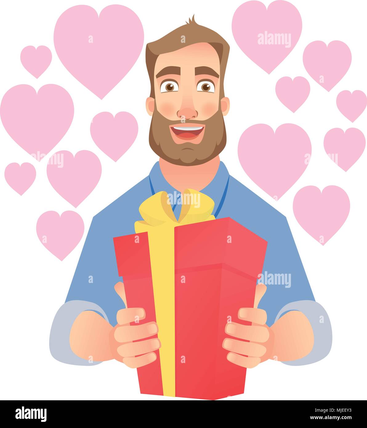 Boy give gift cartoon hi-res stock photography and images - Alamy