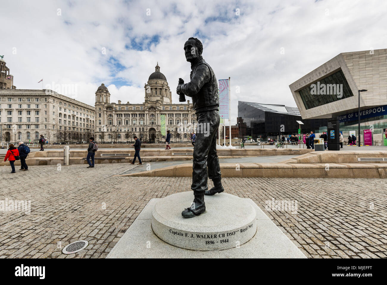 Europe, England, United Kingdom, Liverpool - Captain F.J. Walker statue ...