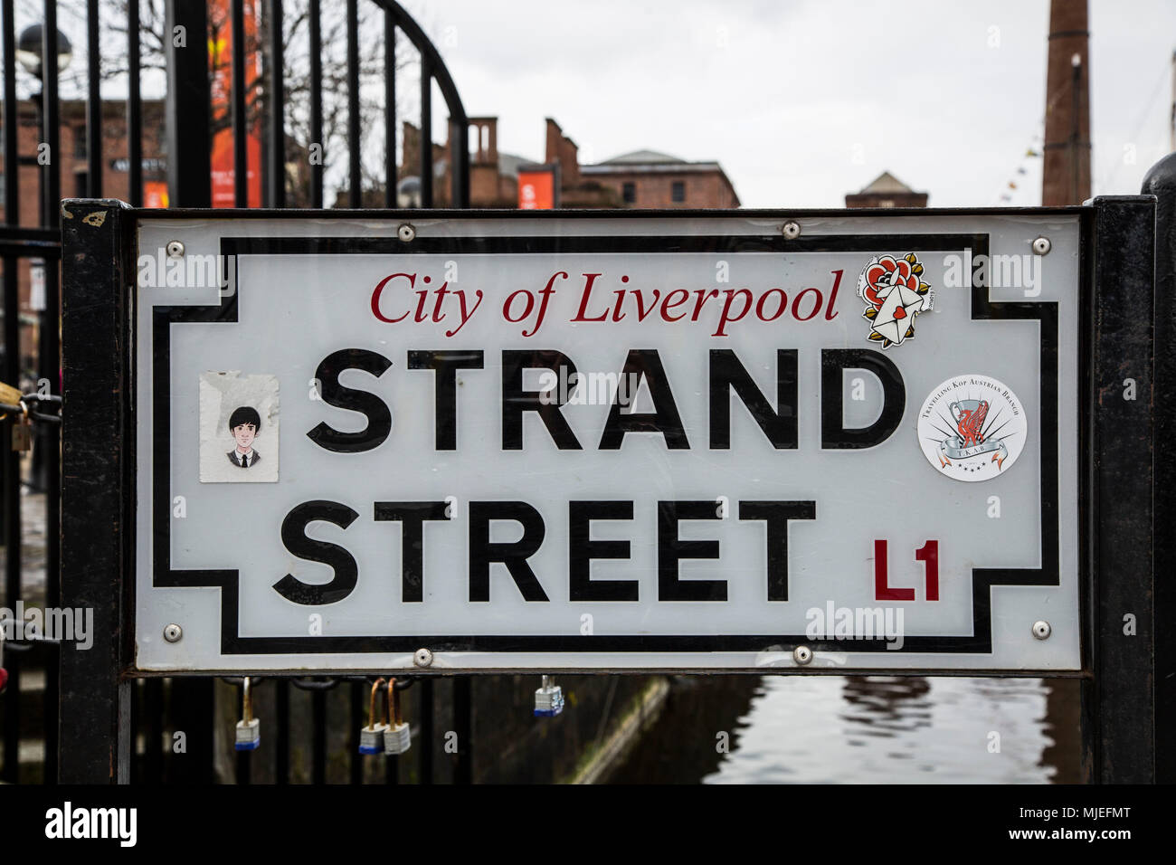 Europe, England, United Kingdom, Liverpool, Strand Street Sign Stock ...