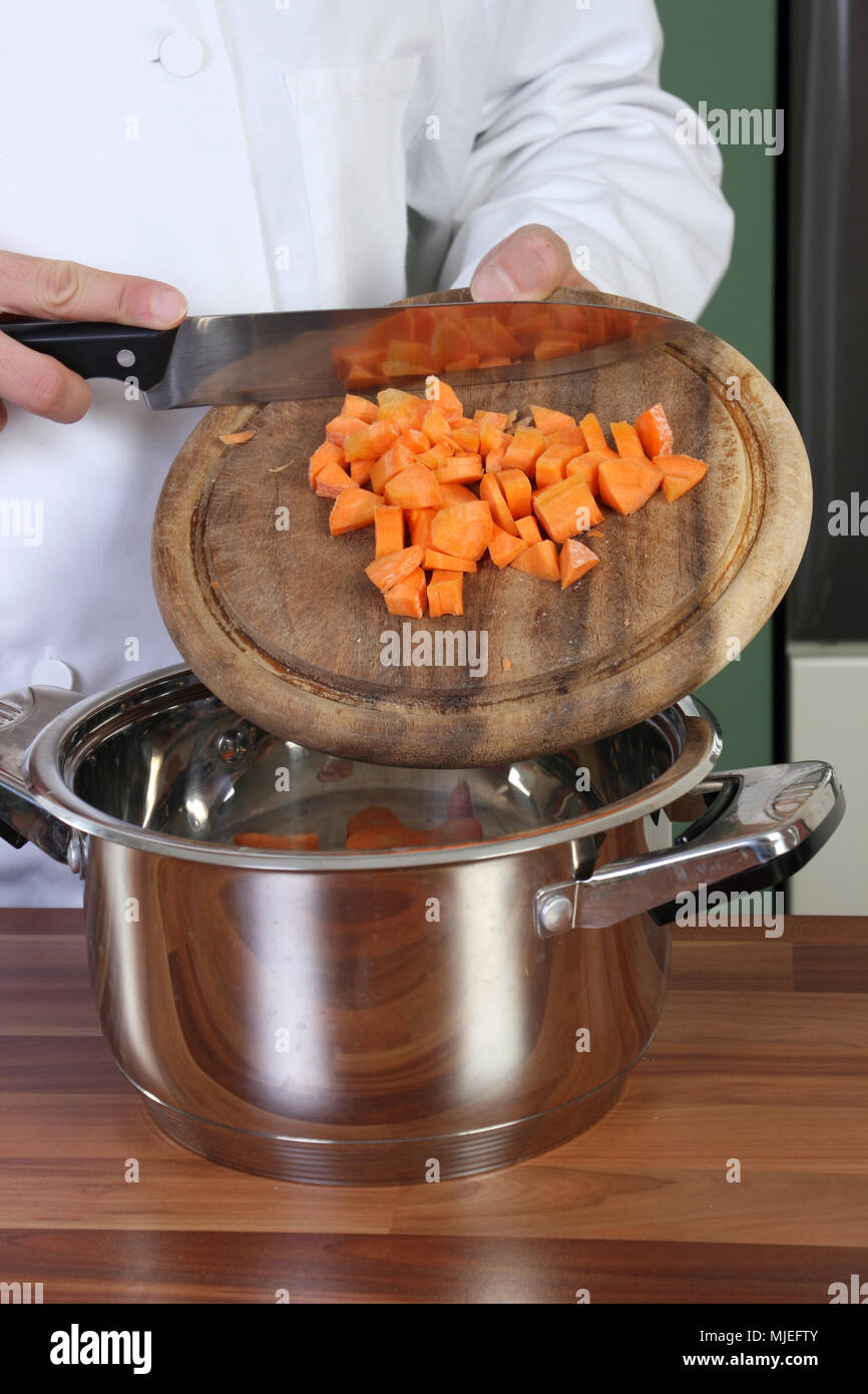 Sliced carrot ready to be cooked by his majesty Chef Stock Photo - Alamy