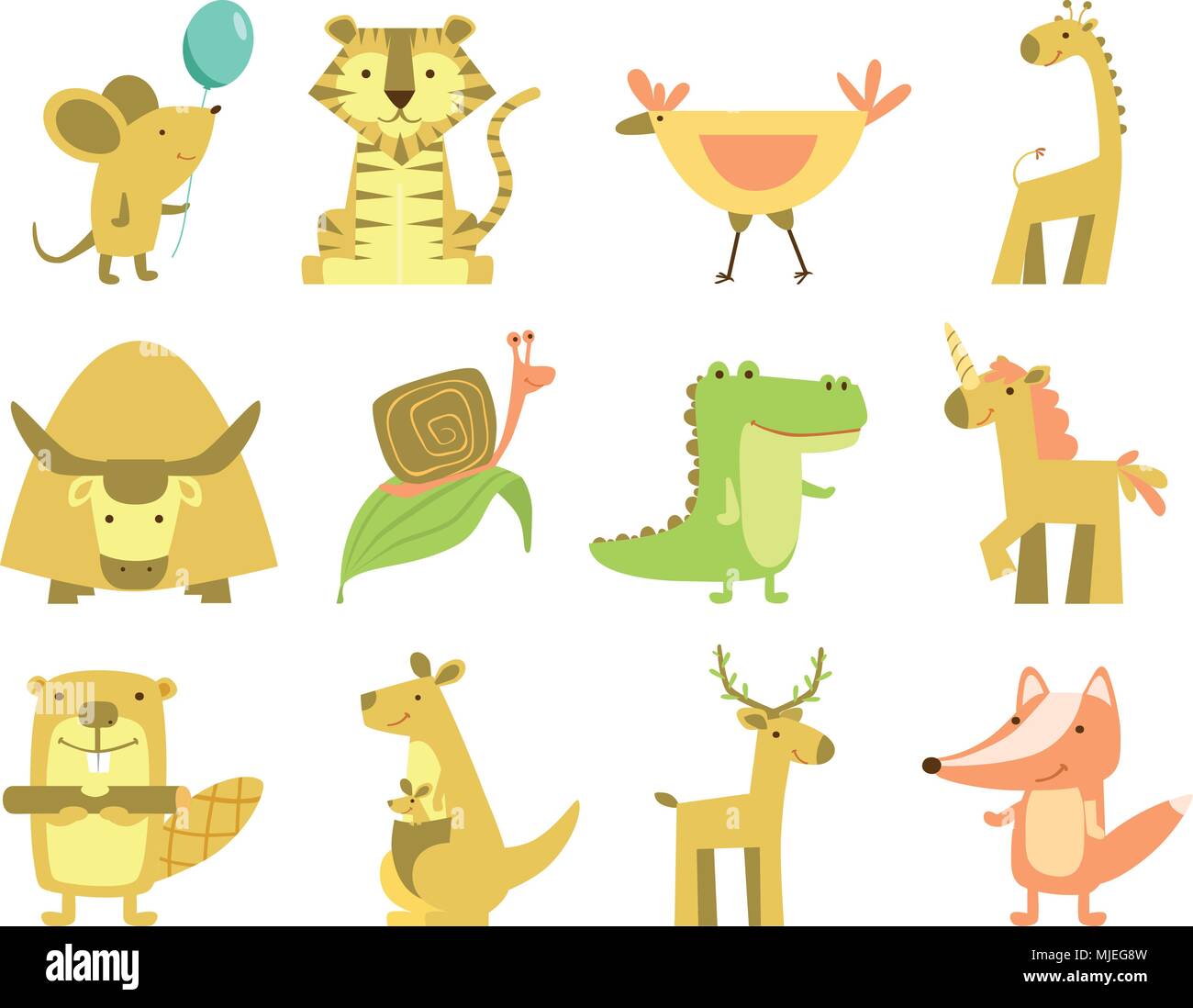Illustration different jungle animals hi-res stock photography and ...