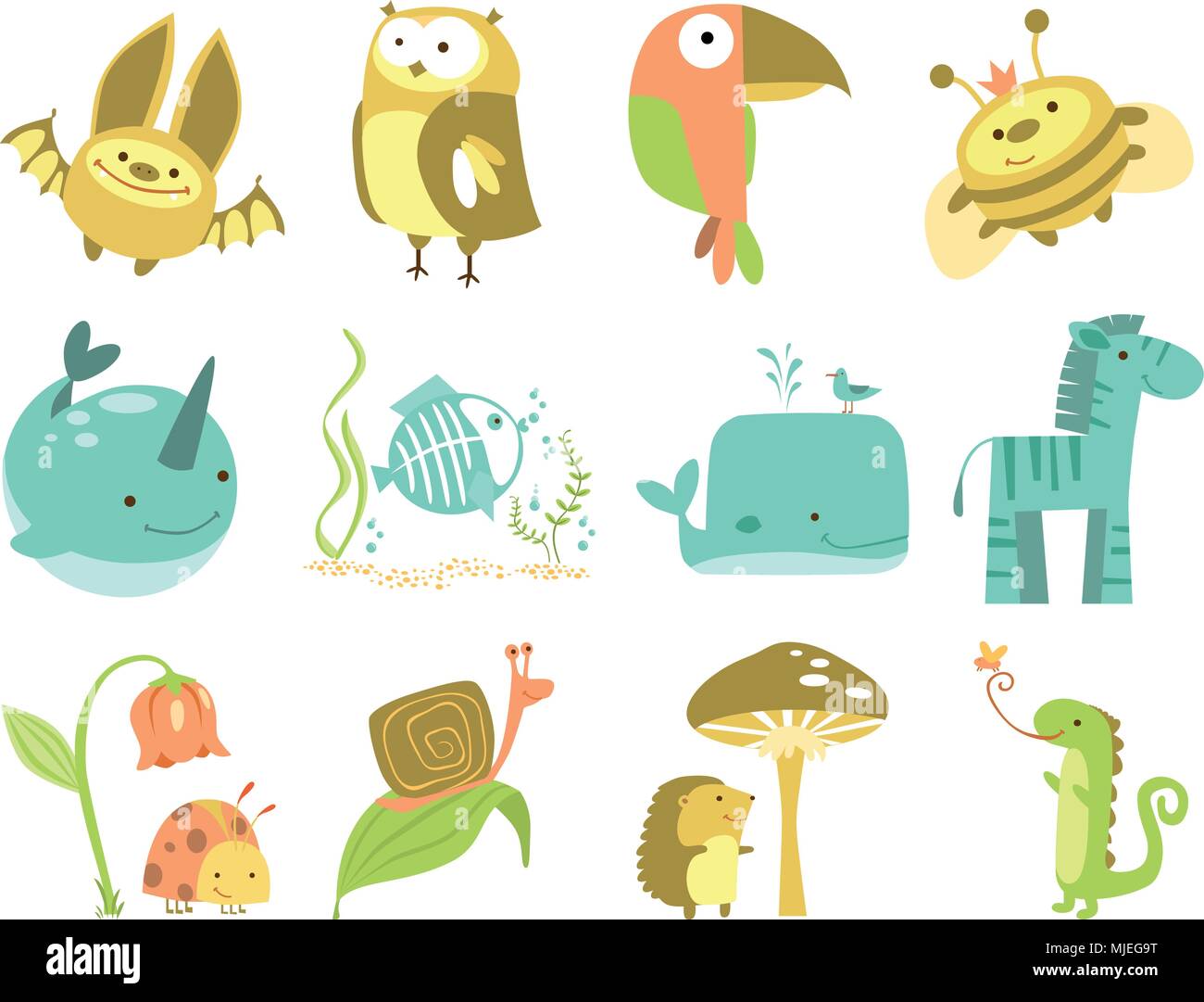 cute animals set Stock Vector Image & Art - Alamy