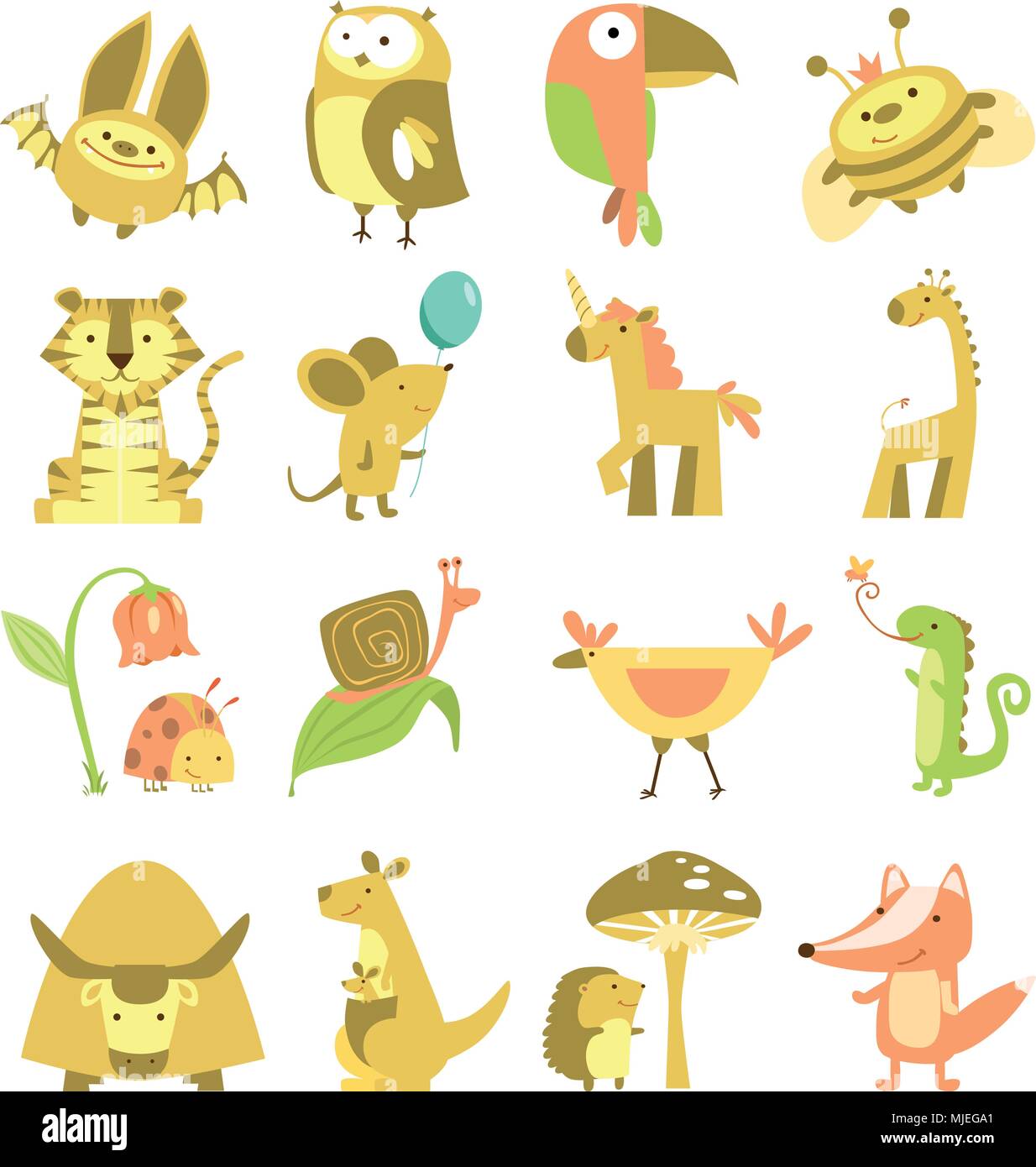 Illustration different jungle animals hi-res stock photography and ...