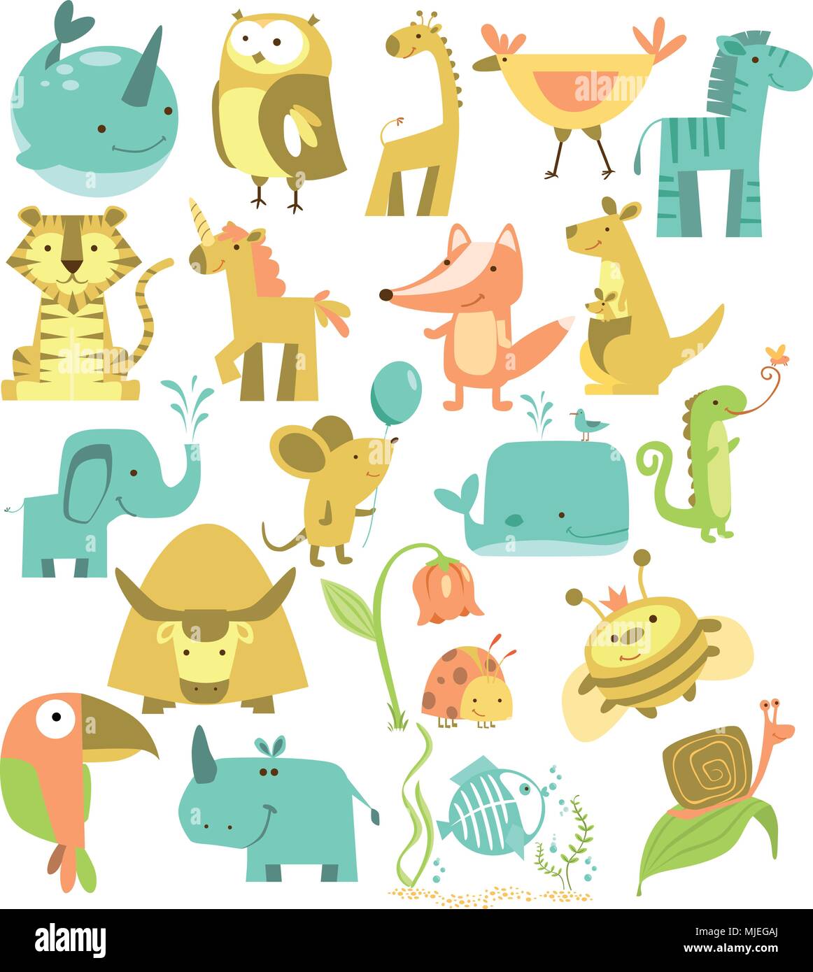 cute animals set Stock Vector Image & Art - Alamy