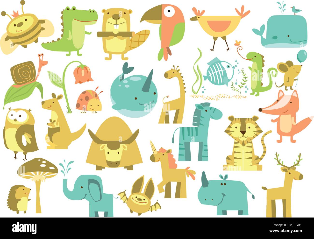 cute animals set Stock Vector Image & Art - Alamy